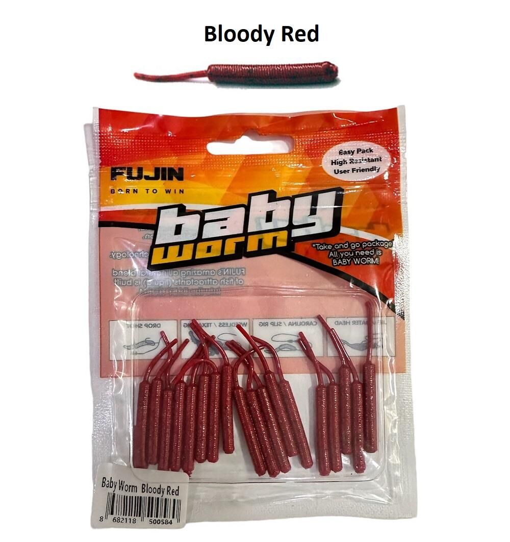 Fujin Baby Worm 5.2cm Floating LRF Silikonu (18 adet) Bloody Red I 112 ...